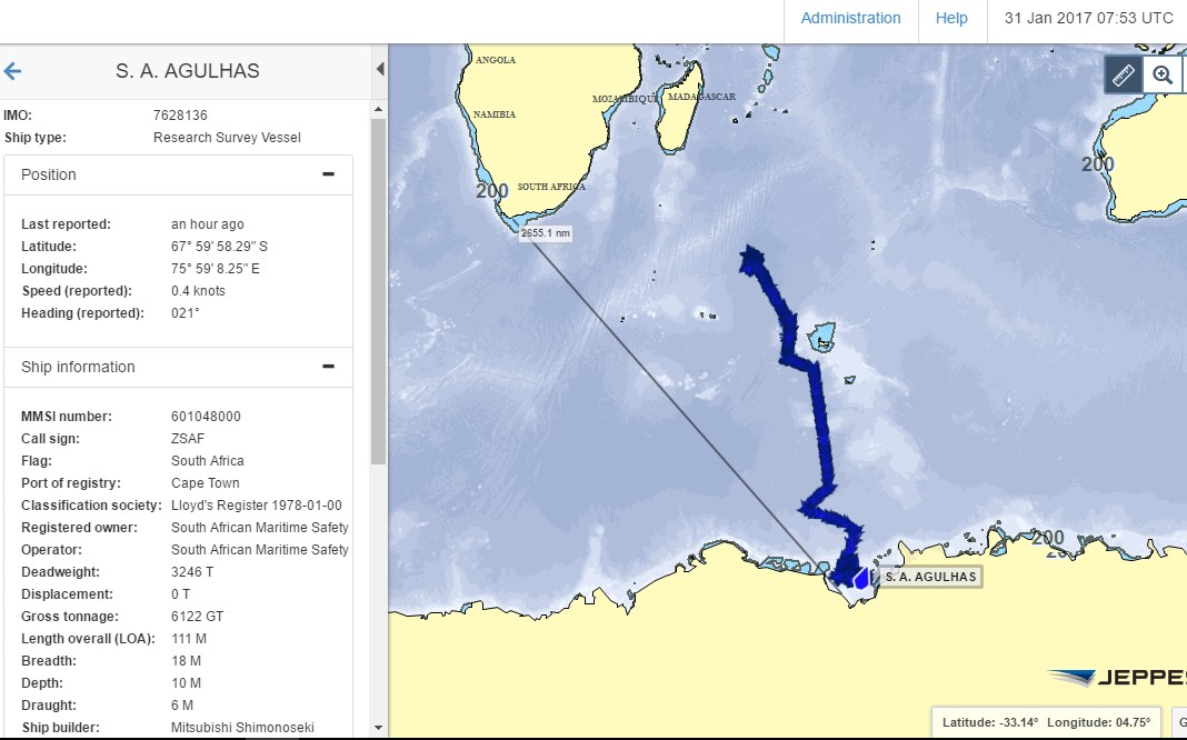 SA’s dedicated cadet training vessel, SA Agulhas; sails yet again deep ...